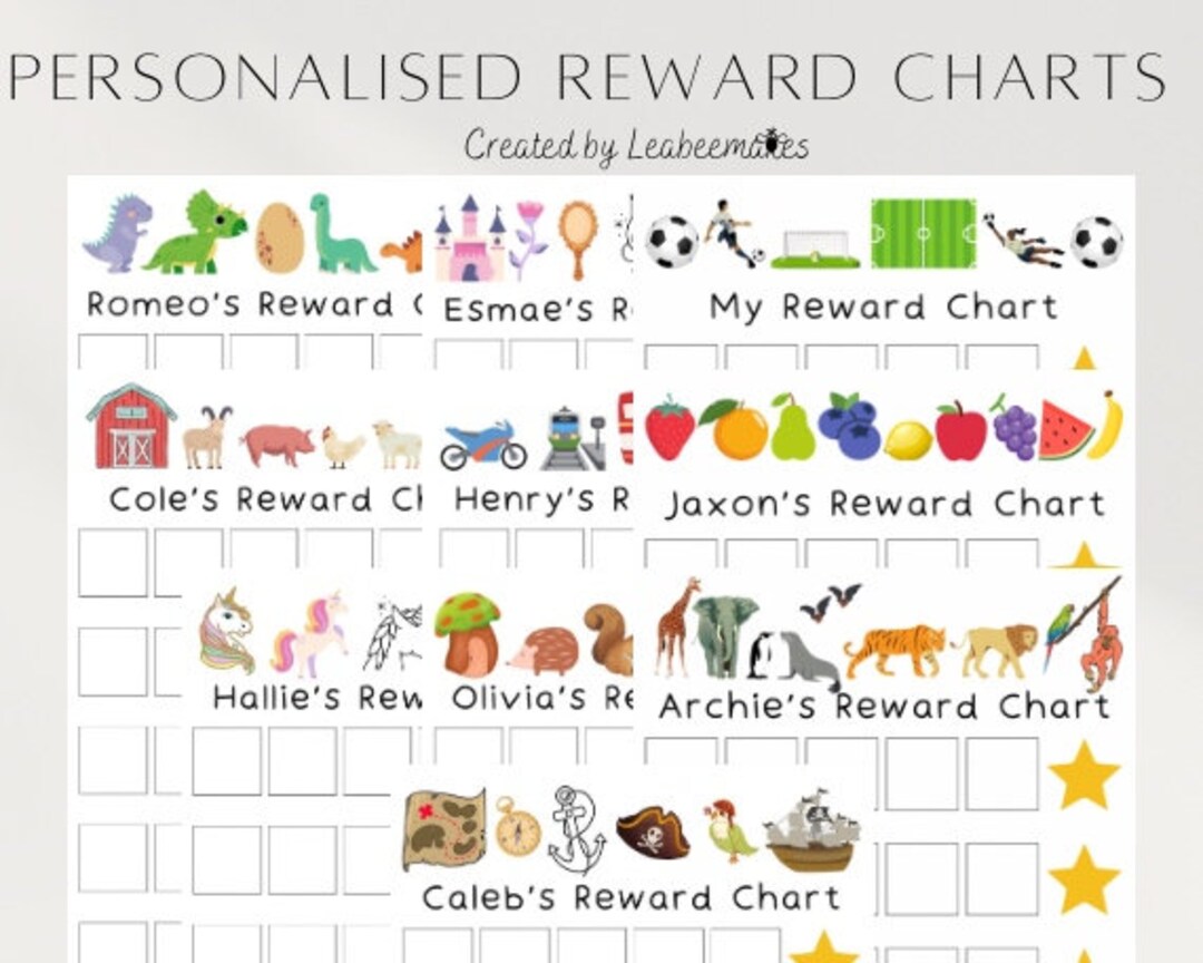 Kid's Sticker Reward Star Chart Set of 5 Personalised - Etsy