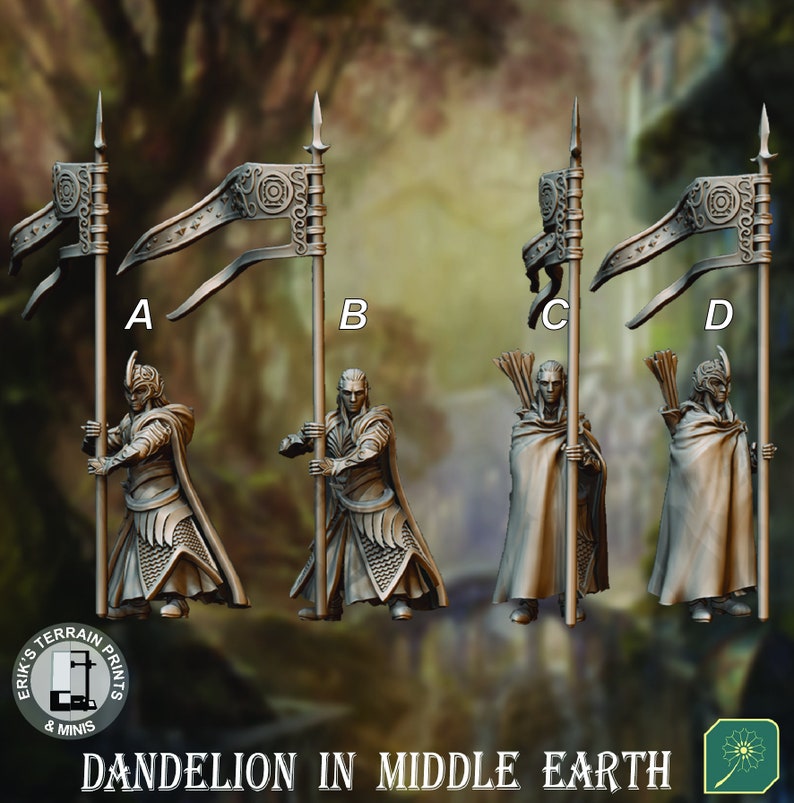 Golden Elves Infantry Banner Wood Elf Tabletop Miniature Dnd Fantasy ...