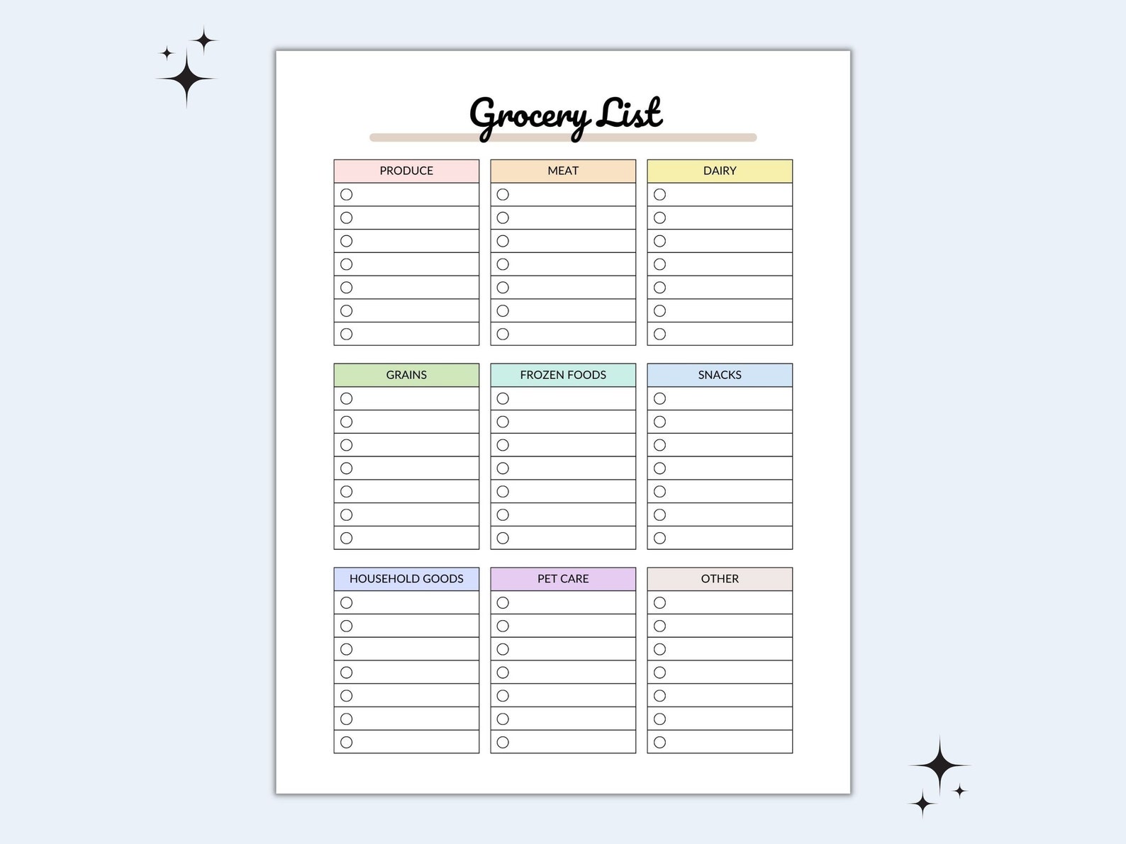 Simple Grocery List, Grocery Shopping List, Master Grocery List, Blank ...