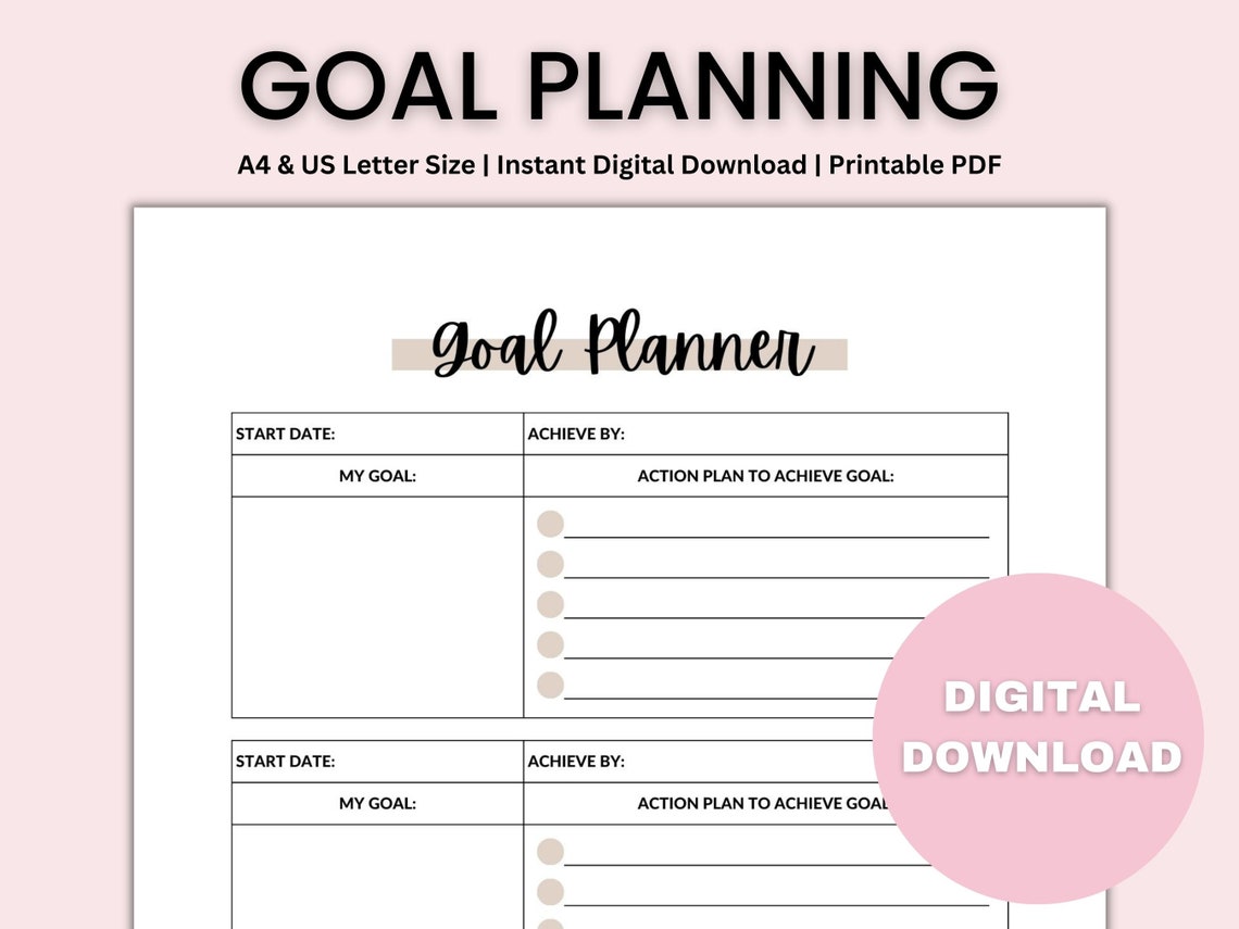 Goals Planner, Goal Setting Printable, Monthly Goals, Manifestation ...