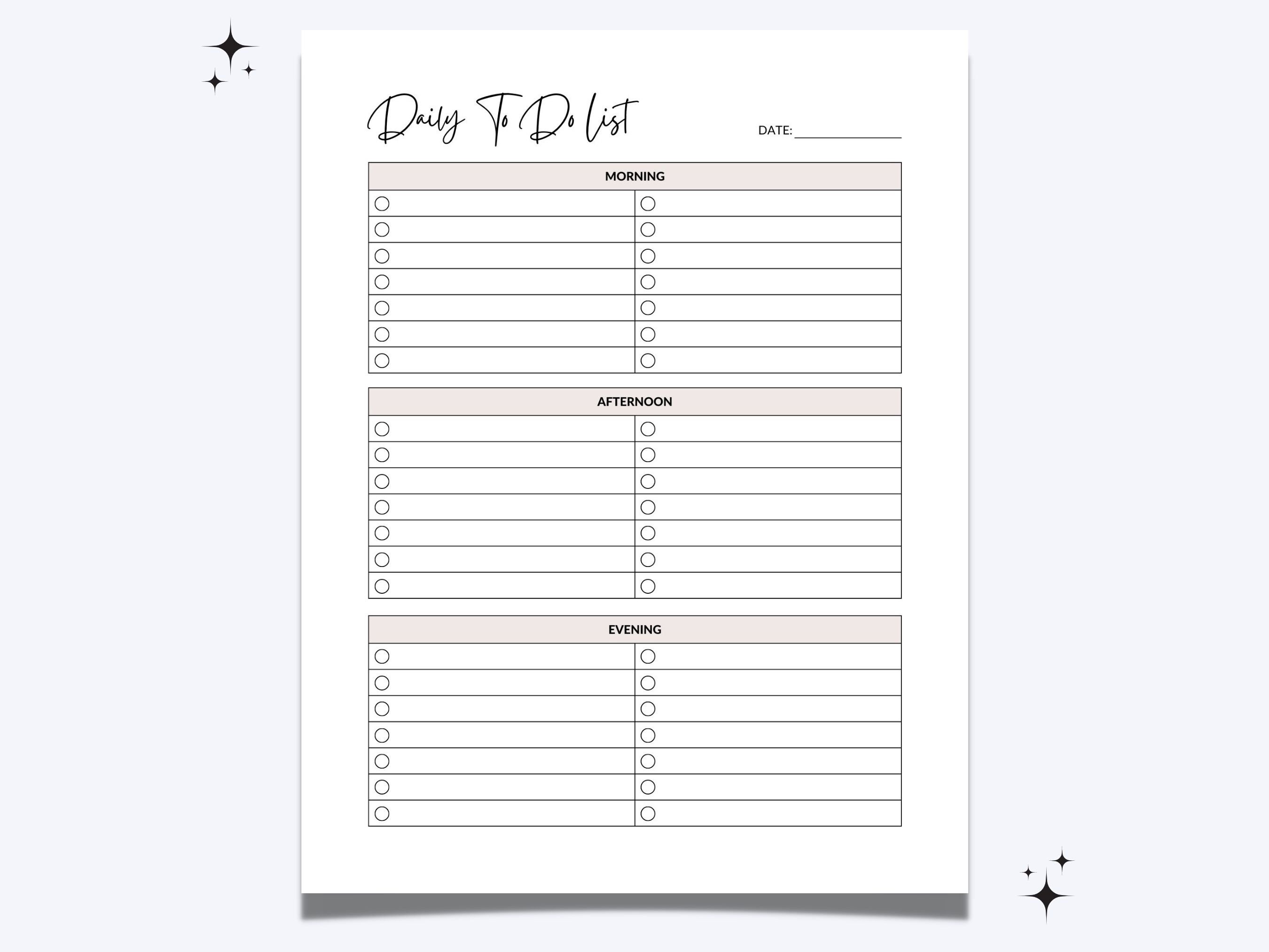 To Do List Printable, Daily to Do List, Daily Tasks, Weekly ...