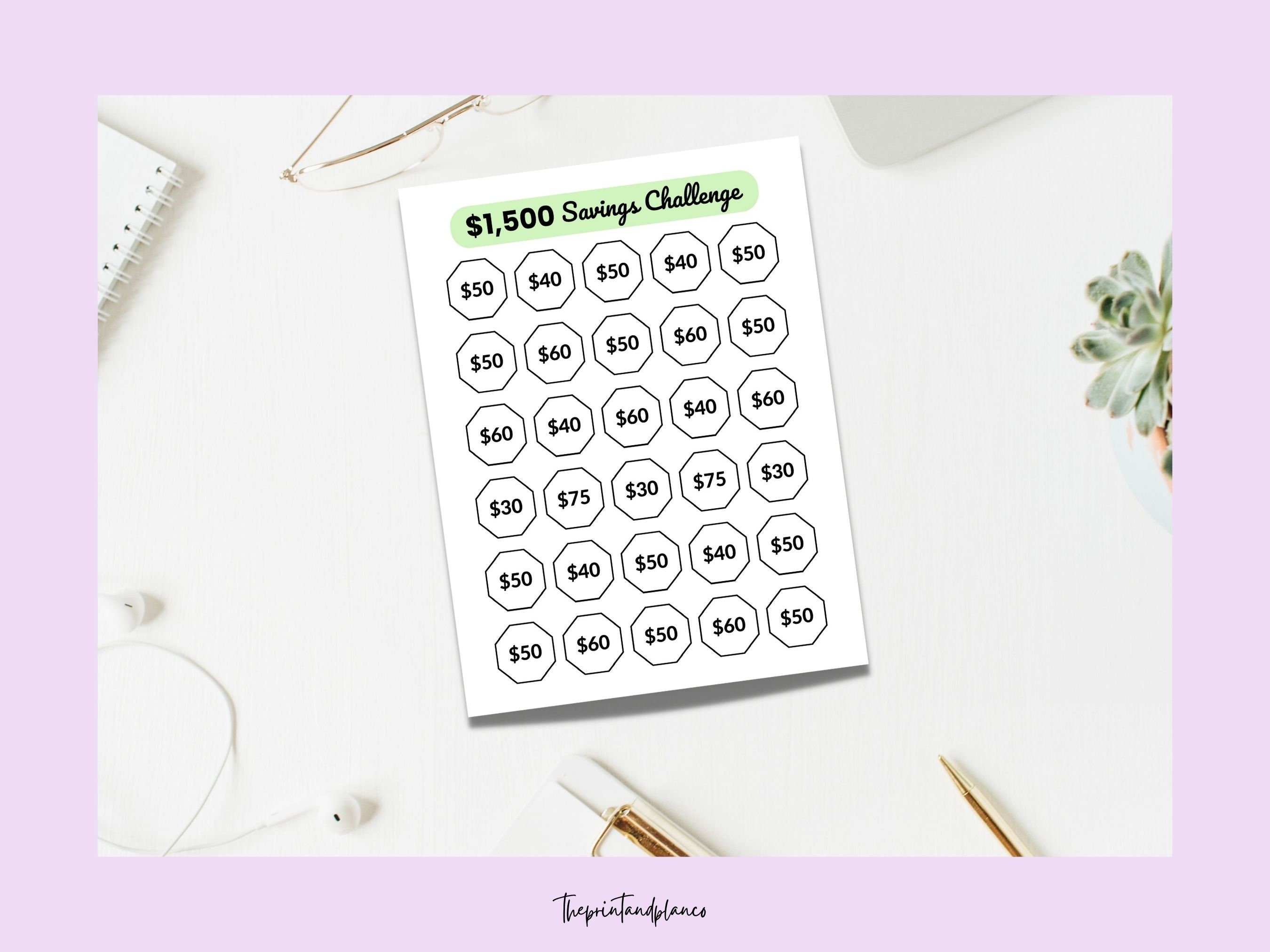 1500 Savings Challenge, 1500 Savings Tracker, Monthly Savings, 1500 ...