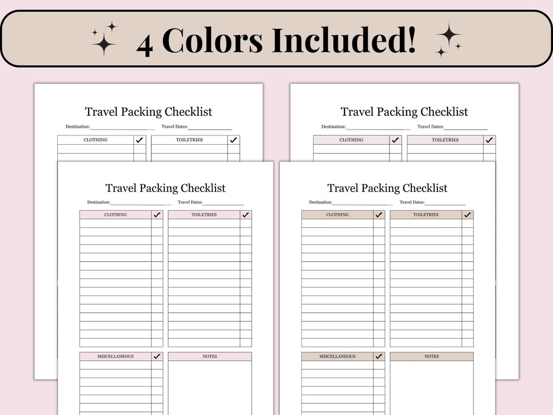 Travel Checklist, Travel to Do List, Packing Checklist, Packing List ...
