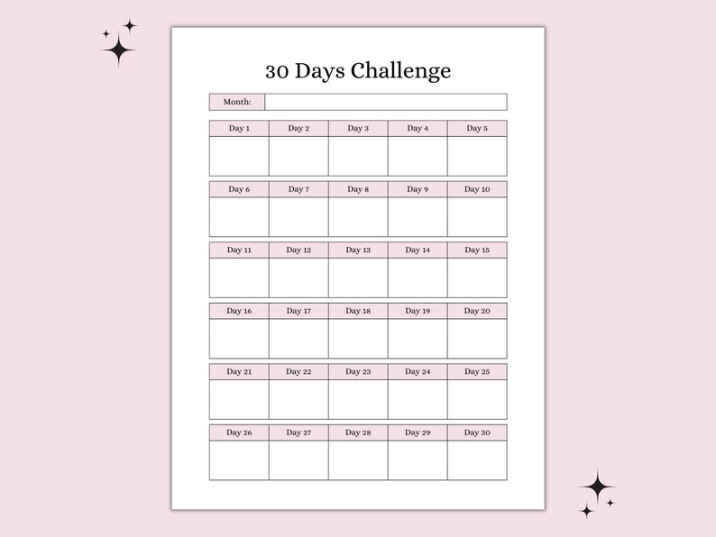 30 Day Challenge Printable, Goal Tracker, Healthy Habits, Health ...