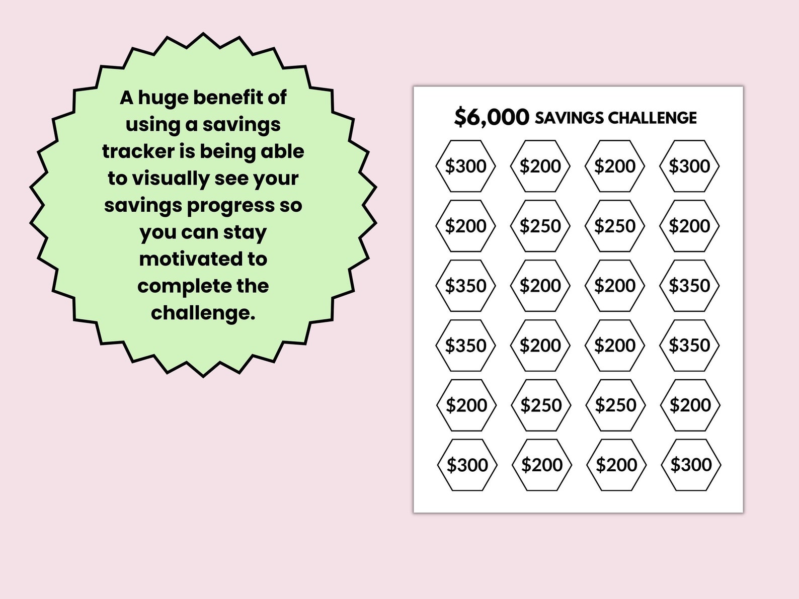 6000 Savings Challenge, 6000 Savings Tracker Printable, Debt Payoff ...