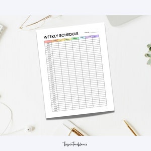 Weekly Schedule, Half Hour Weekly Planner, Hour by Hour Planner, Block ...