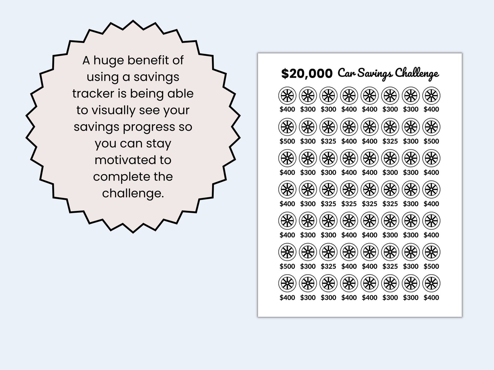 Car Savings Challenge, 20k Savings Challenge, Car Savings Tracker, Car ...