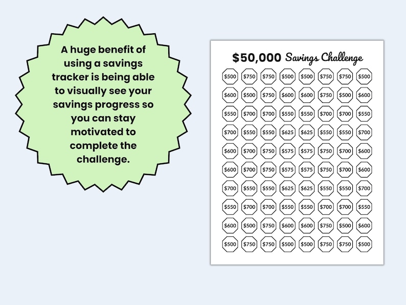 50000 Savings Challenge, Savings Tracker Template, 50k Savings Tracker ...