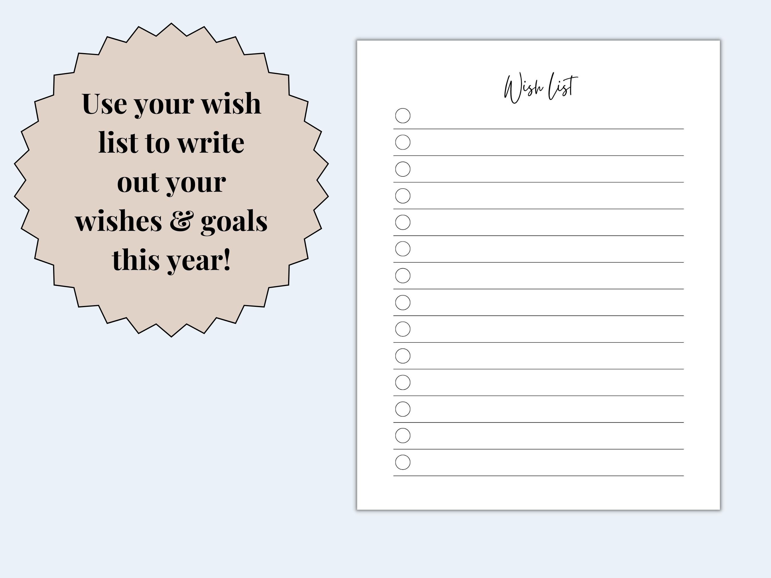 Wish List Template Printable, Birthday Wish List, Shopping List, Things ...