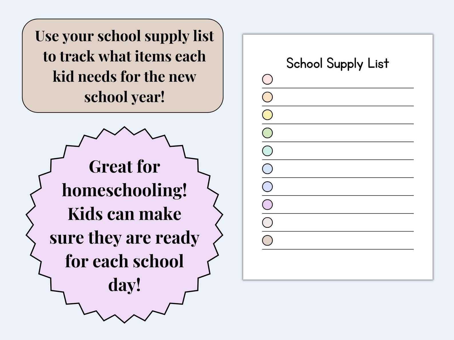 School Supply List Printable, School Supplies Template, Inventory Log ...