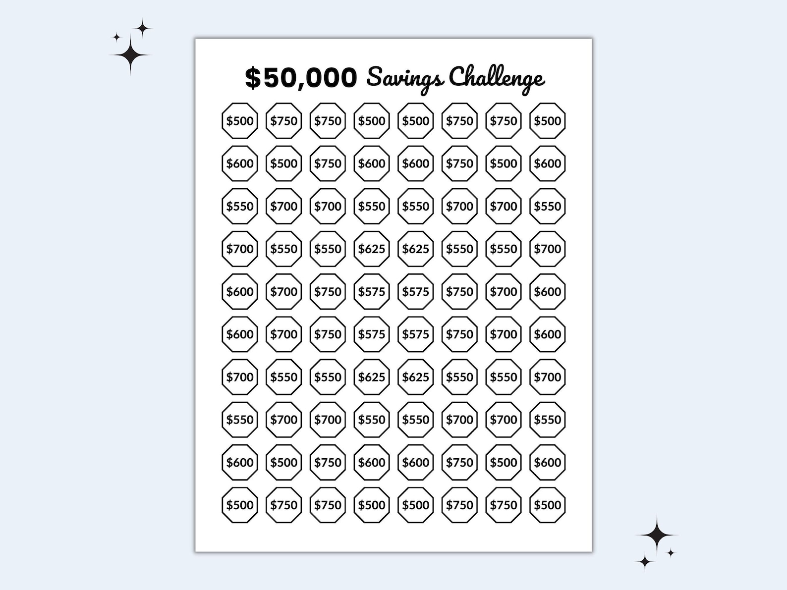 50000 Savings Challenge, Savings Tracker Template, 50k Savings Tracker ...