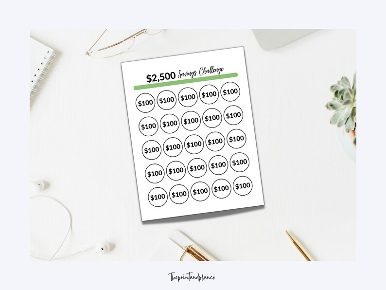 2,500 Savings Challenge Printable, Vacation Savings Tracker, Savings ... 2,500 Savings Challenge Printable, Vacation Savings Tracker, Savings ...