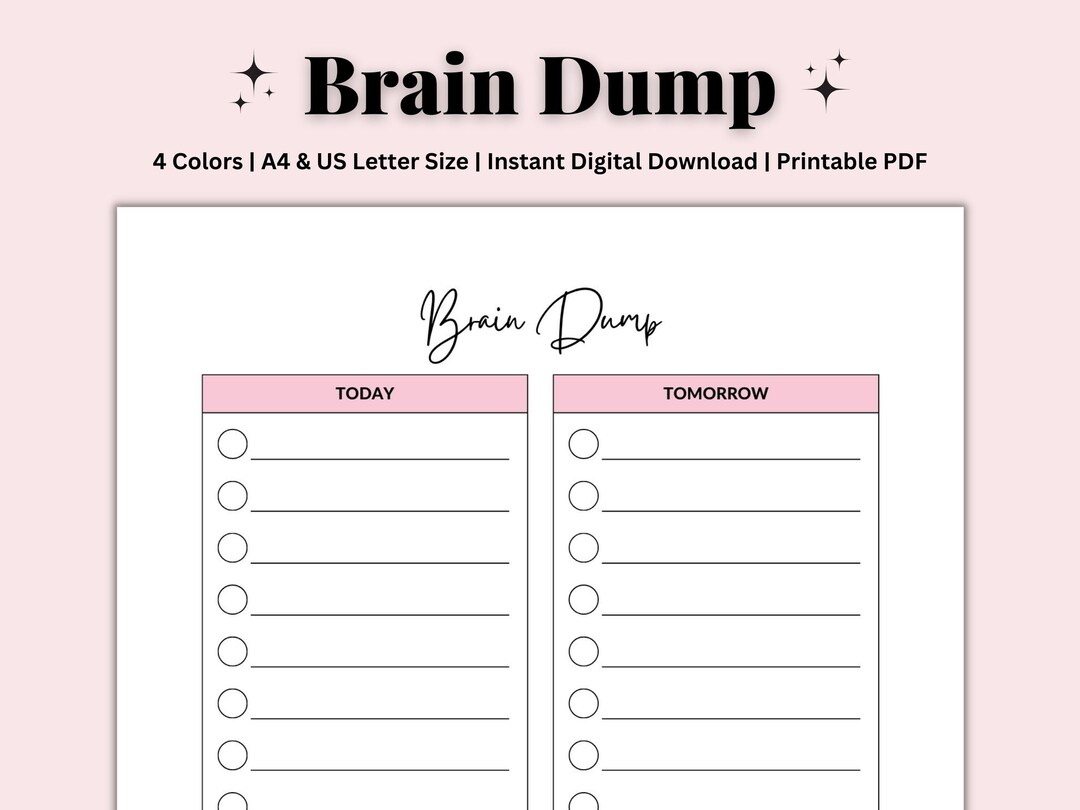 Brain Dump Printable, Brain Dump Template, to Do List Printable, Habit ...