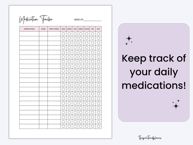 Medication Tracker, Medication Tracker Printable, Vitamin Supplement ...