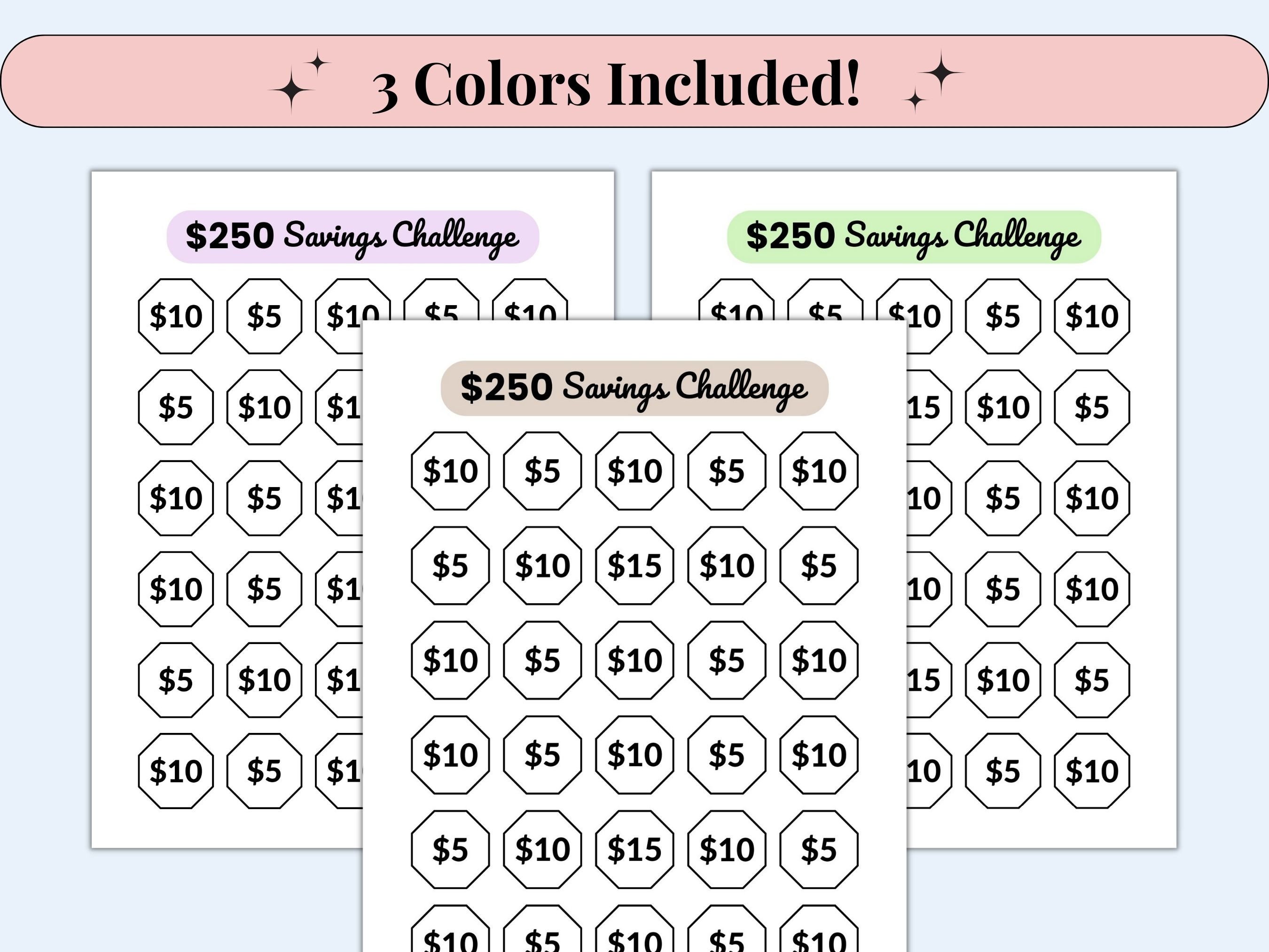 250 Savings Challenge Printable Money Savings Challenge - Etsy