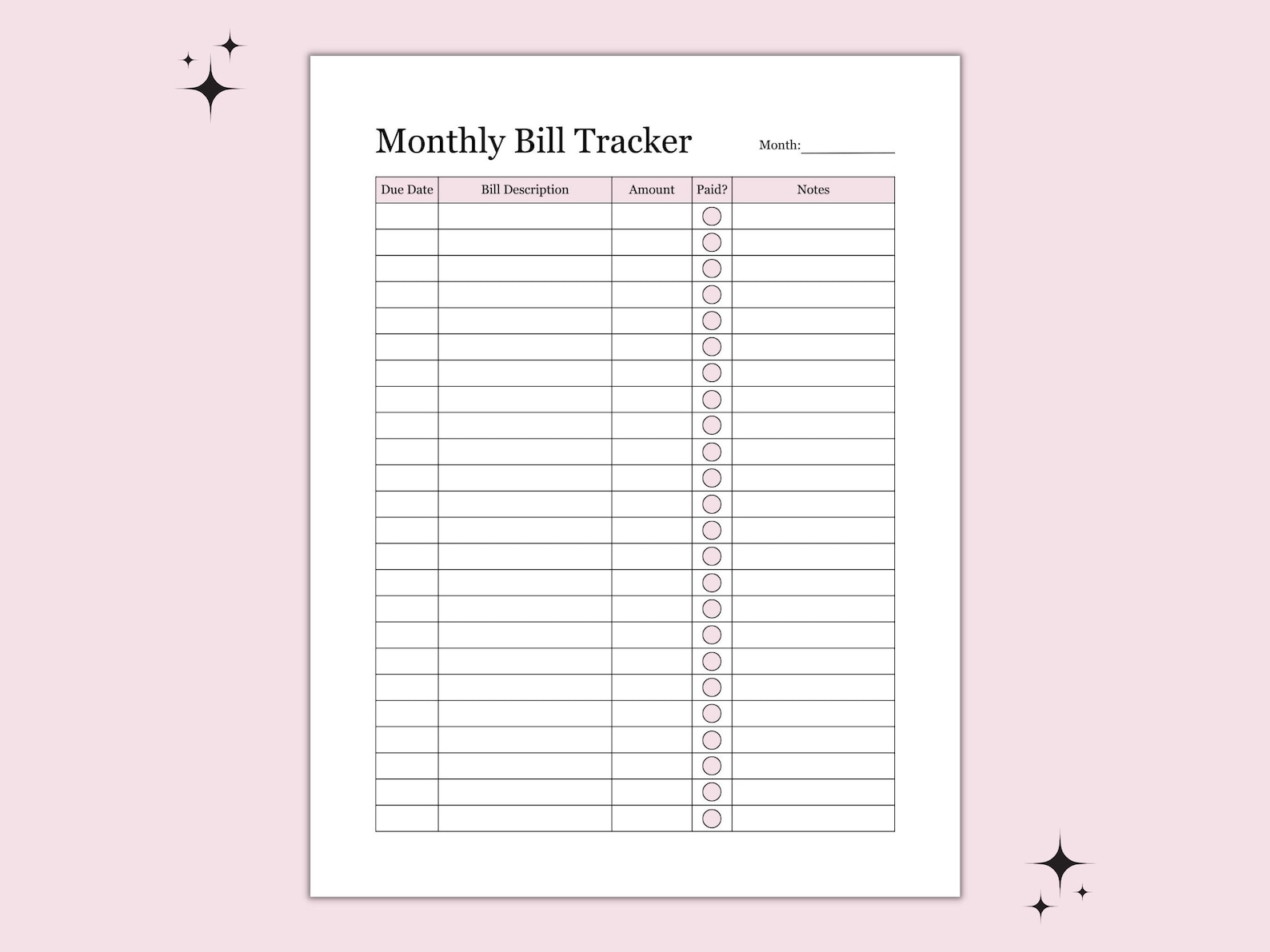 Bill Tracker Printable, Bill Organizer, Bill Template, Monthly Budget ...