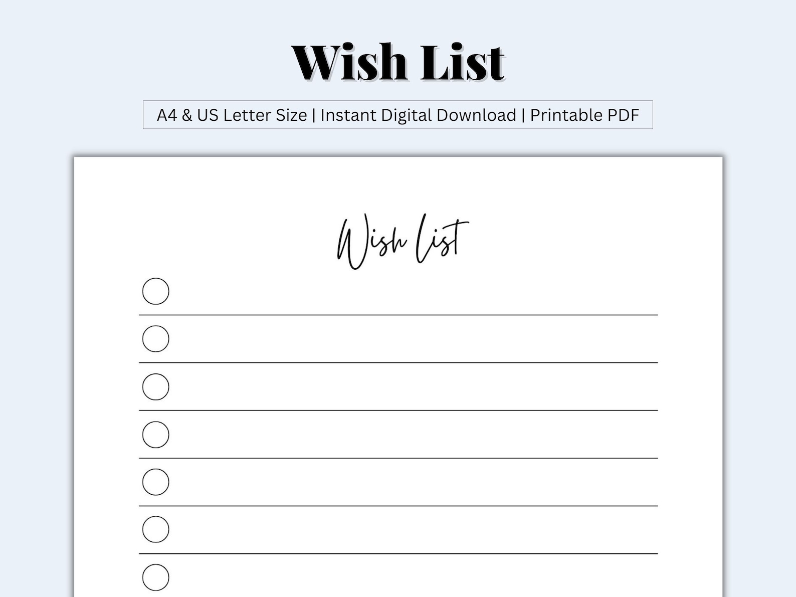 Wish List Template Printable, Birthday Wish List, Shopping List, Things ...
