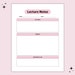 Lecture Notes Template, Printable Lecture Notes, College Planner, Study ...