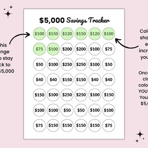 5000 Savings Challenge, 5k Savings Tracker, 5,000 Savings Tracker ...