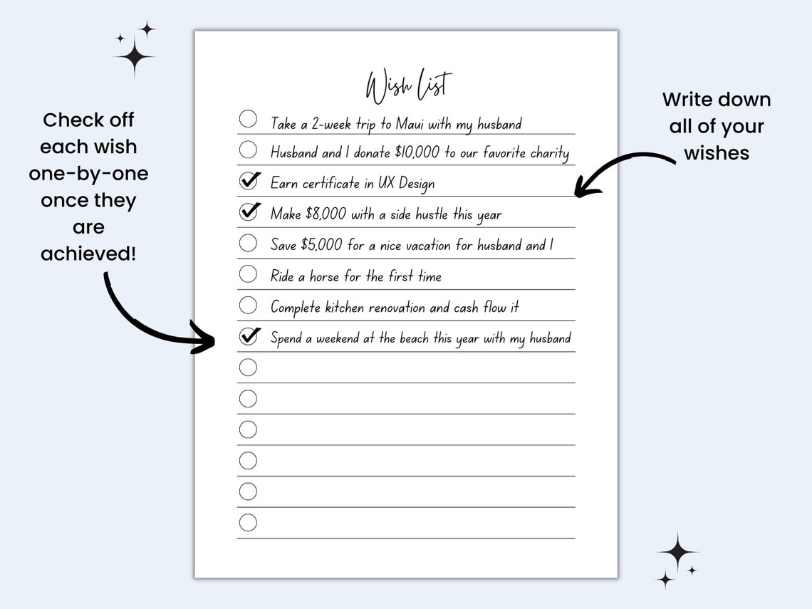 Wish List Template Printable, Birthday Wish List, Shopping List, Things ...
