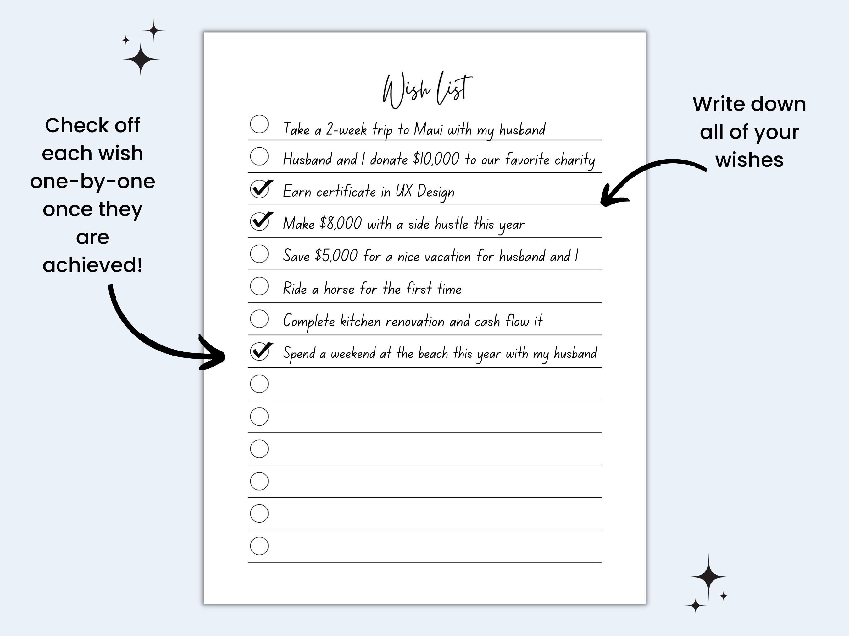Wish List Template Printable, Birthday Wish List, Shopping List, Things ...