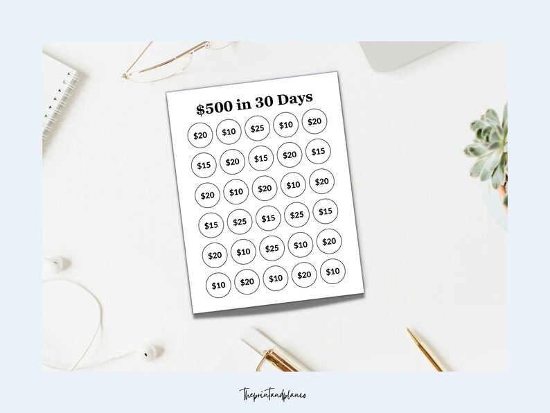 500 Savings Challenge, 500 in a Month, Savings Tracker Printable, 500 ...