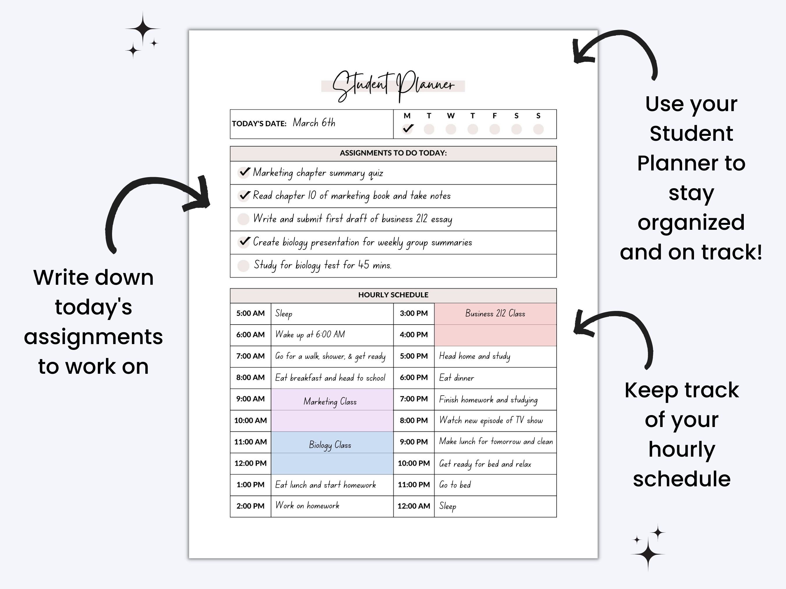 Student Planner, Assignment Tracker, Academic Planner, School Planner ...