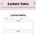 Lecture Notes Template, Printable Lecture Notes, College Planner, Study ...
