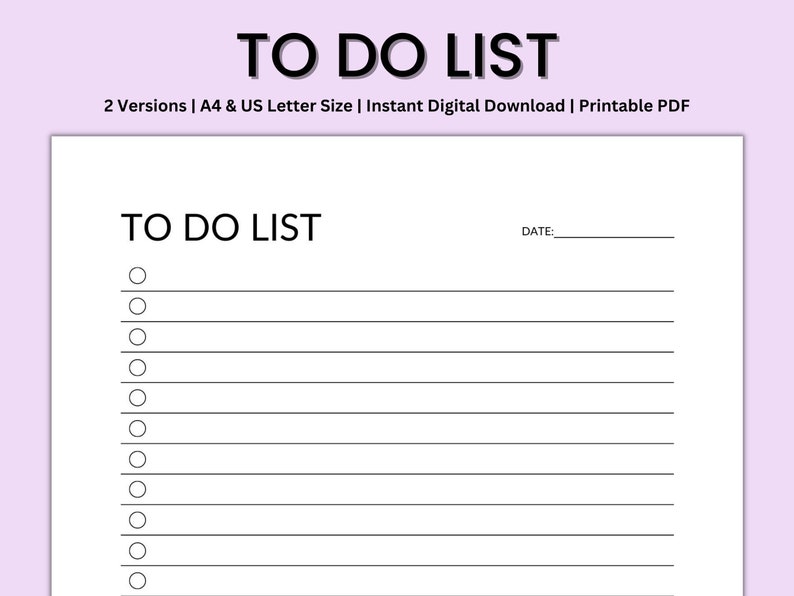 To Do List Printable, Minimal to Do List, Simple to Do List, Daily ...
