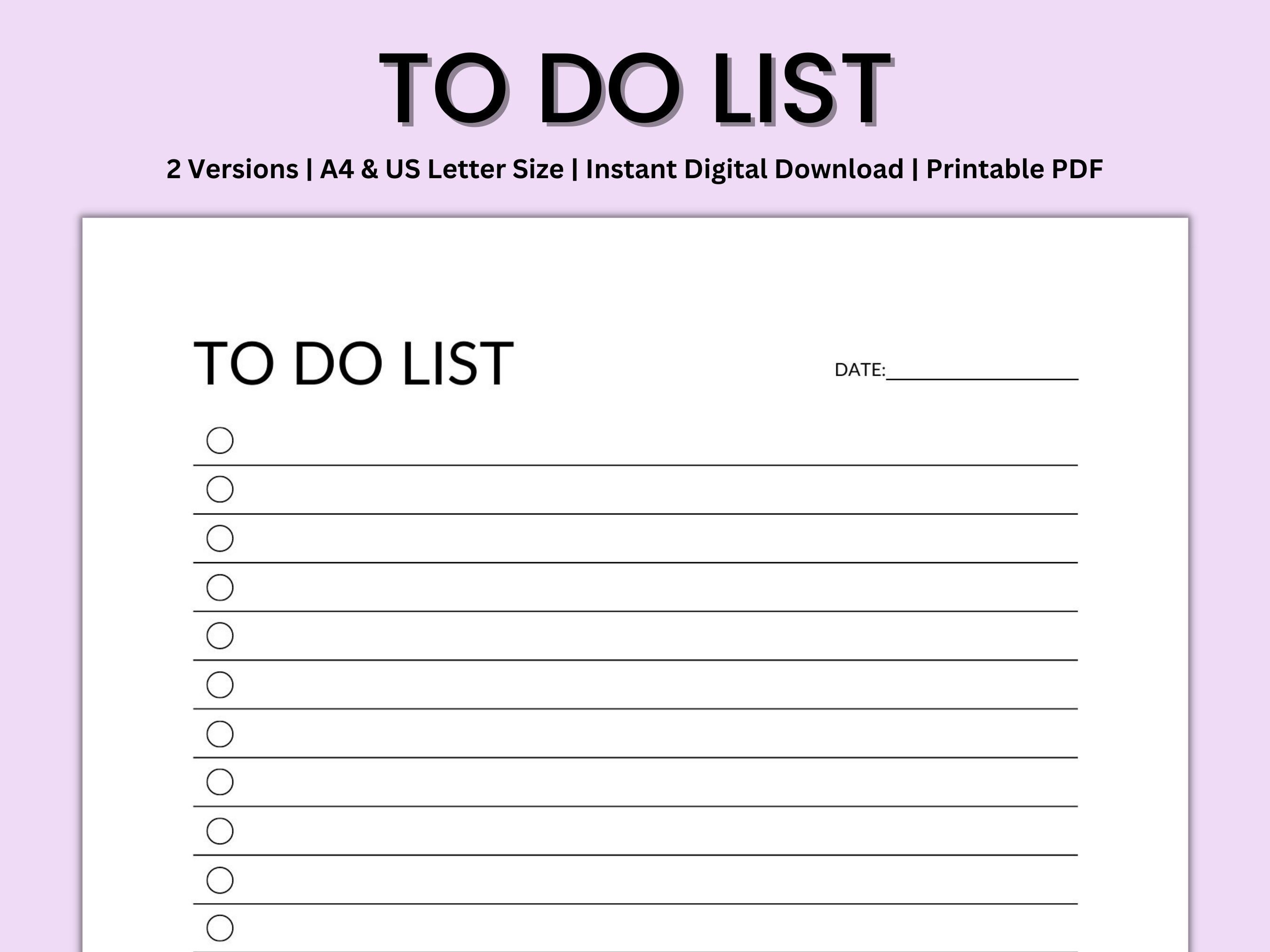 To Do List Printable, Minimal to Do List, Simple to Do List, Daily ...
