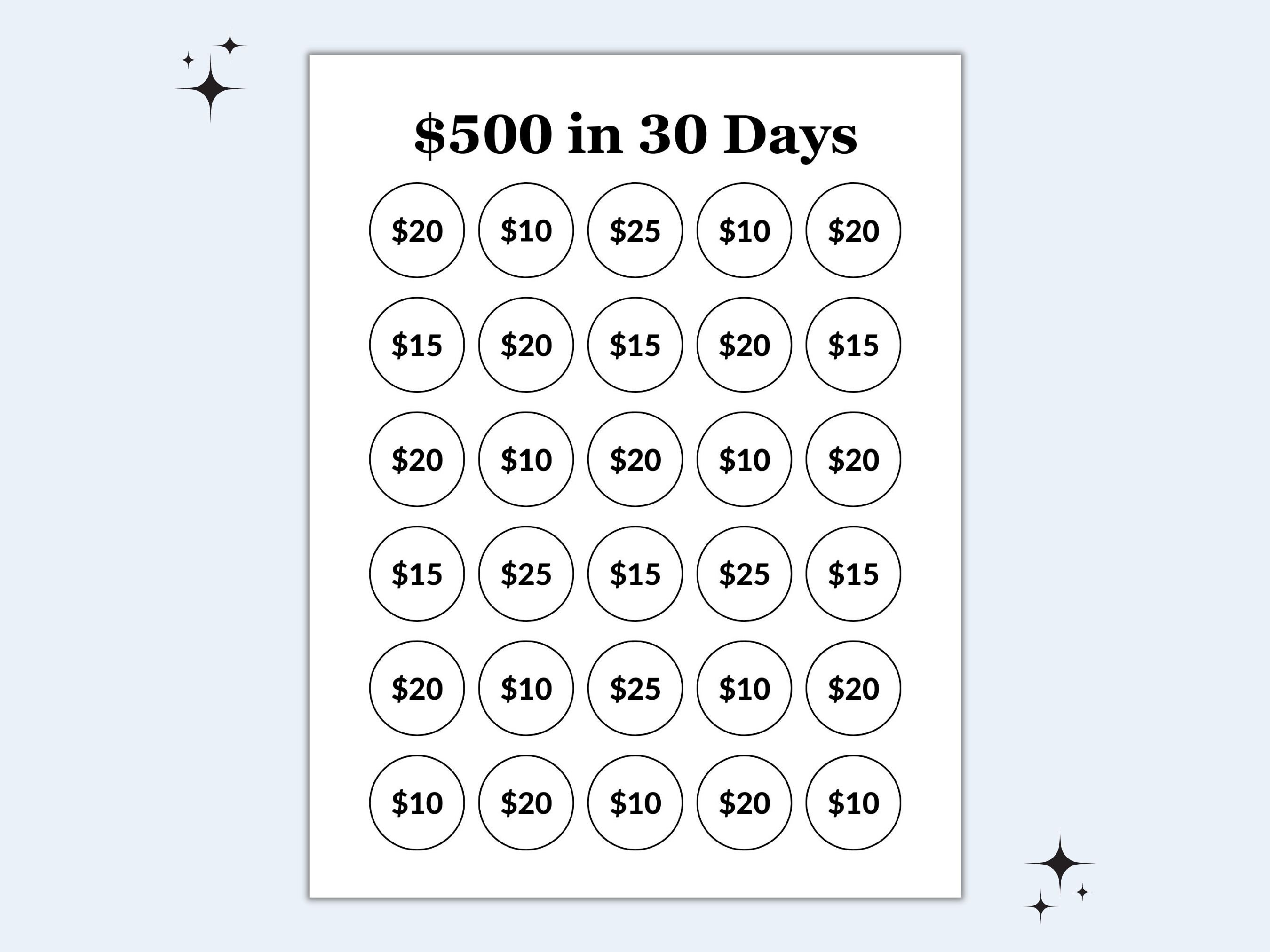 500 Savings Challenge, 500 in a Month, Savings Tracker Printable, 500 ...