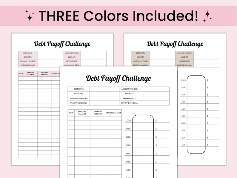 Debt Payoff Challenge, Debt Free, Debt Payment Tracker, Debt Payoff ...