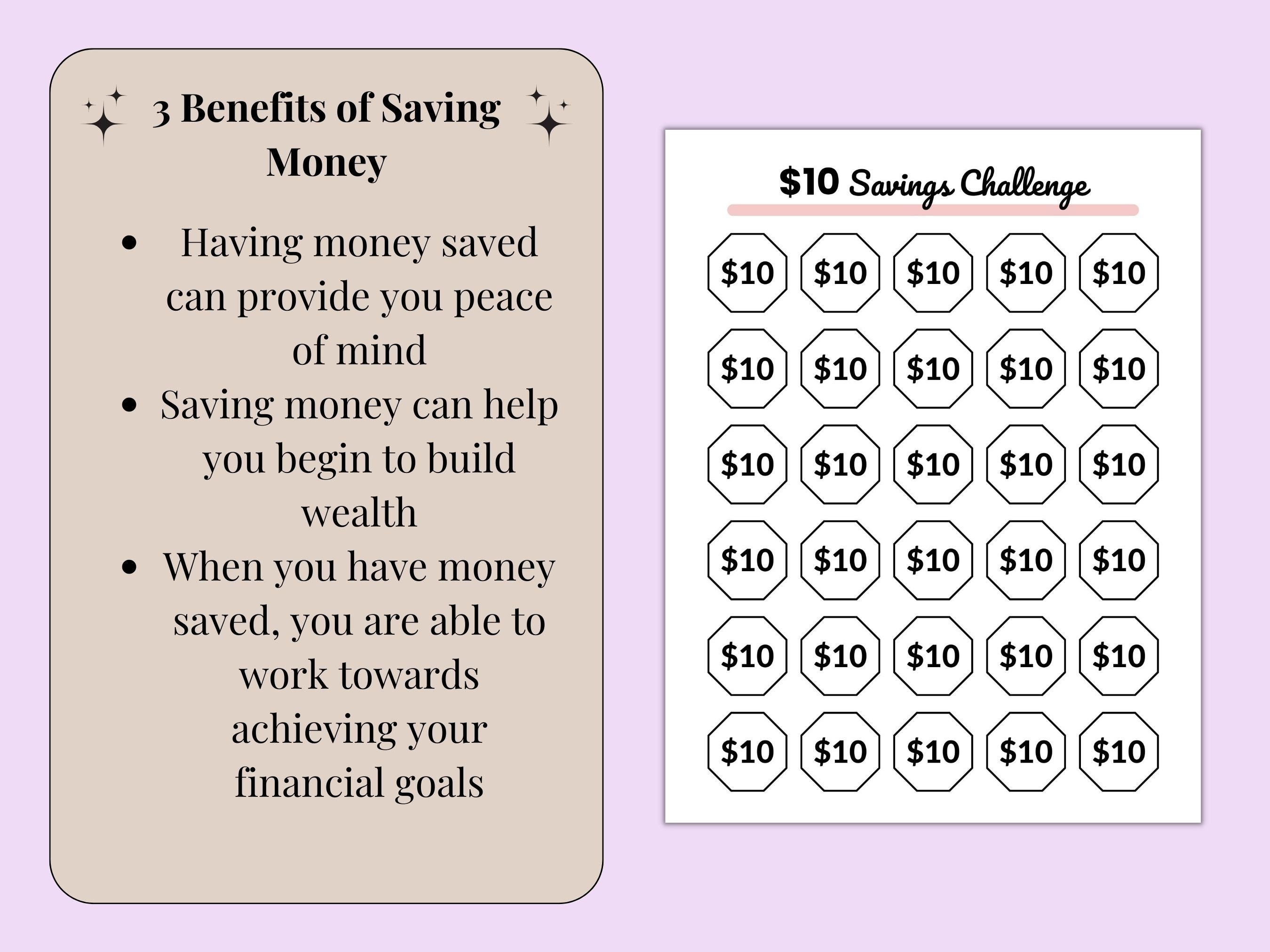 10 Dollar Savings Challenge 10 Savings Tracker Money Save - Etsy