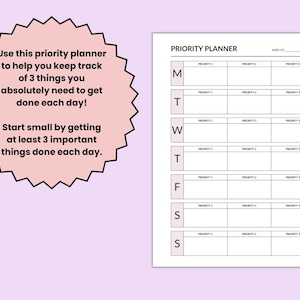 Priority Planner, Weekly Planner, Task Tracker, to Do List Printable ...