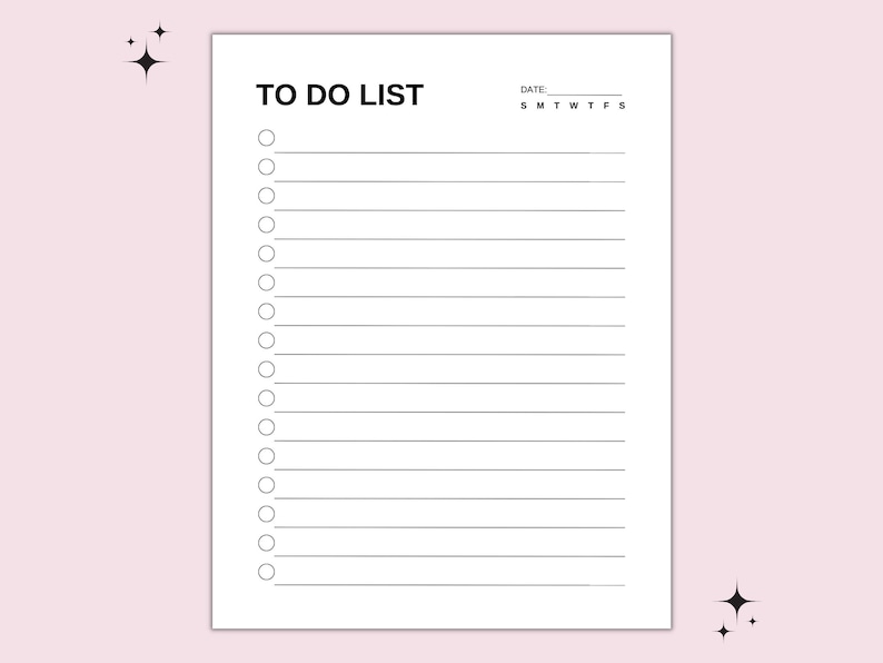 Minimal to Do List Printable Daily Checklist Productivity - Etsy
