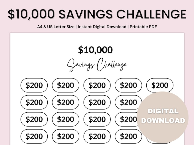10000 Savings Challenge Savings Tracker Save 10K Money - Etsy