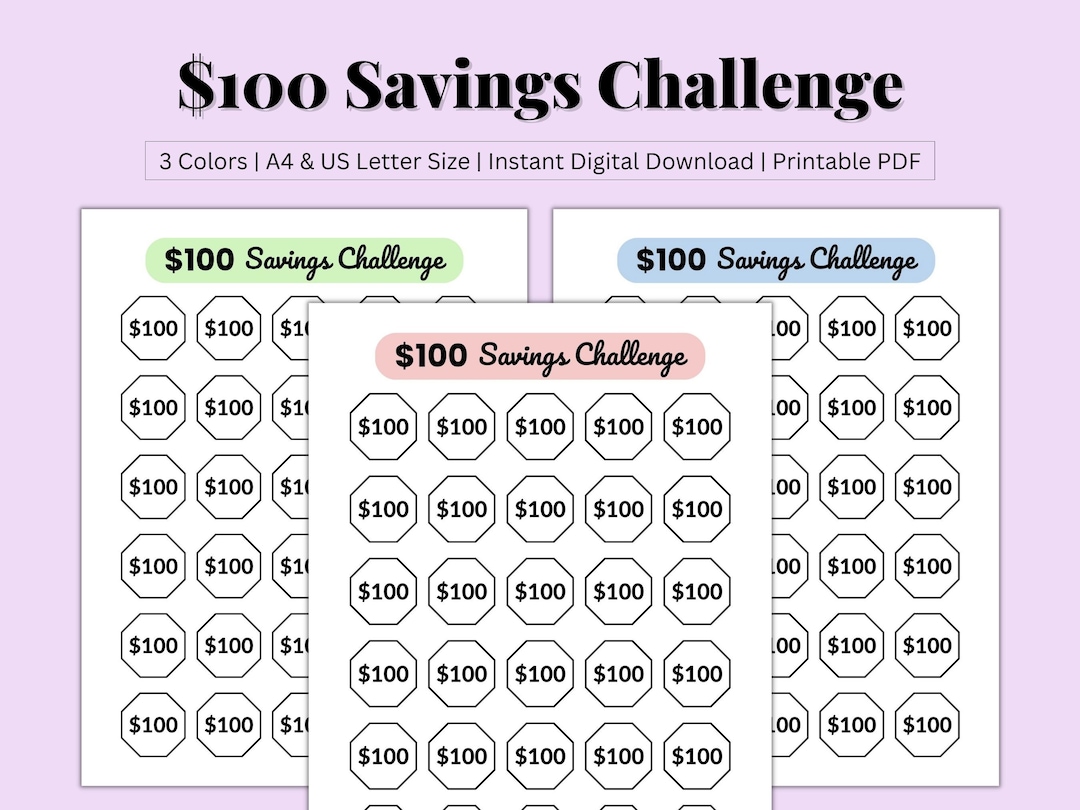 100 Dollar Savings Challenge, Money Saving Challenge, 100 Savings ...