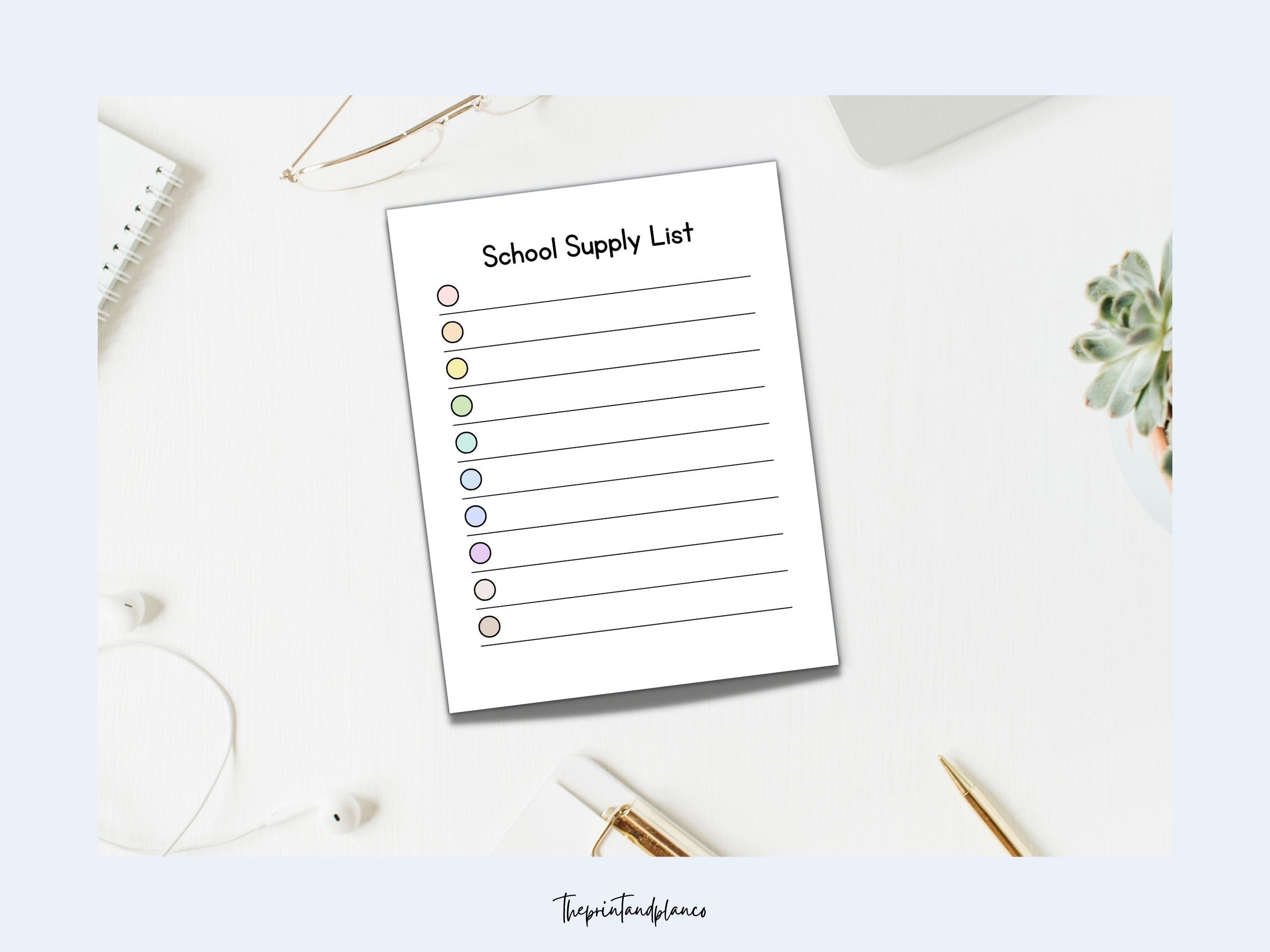 School Supply List Printable, School Supplies Template, Inventory Log ...