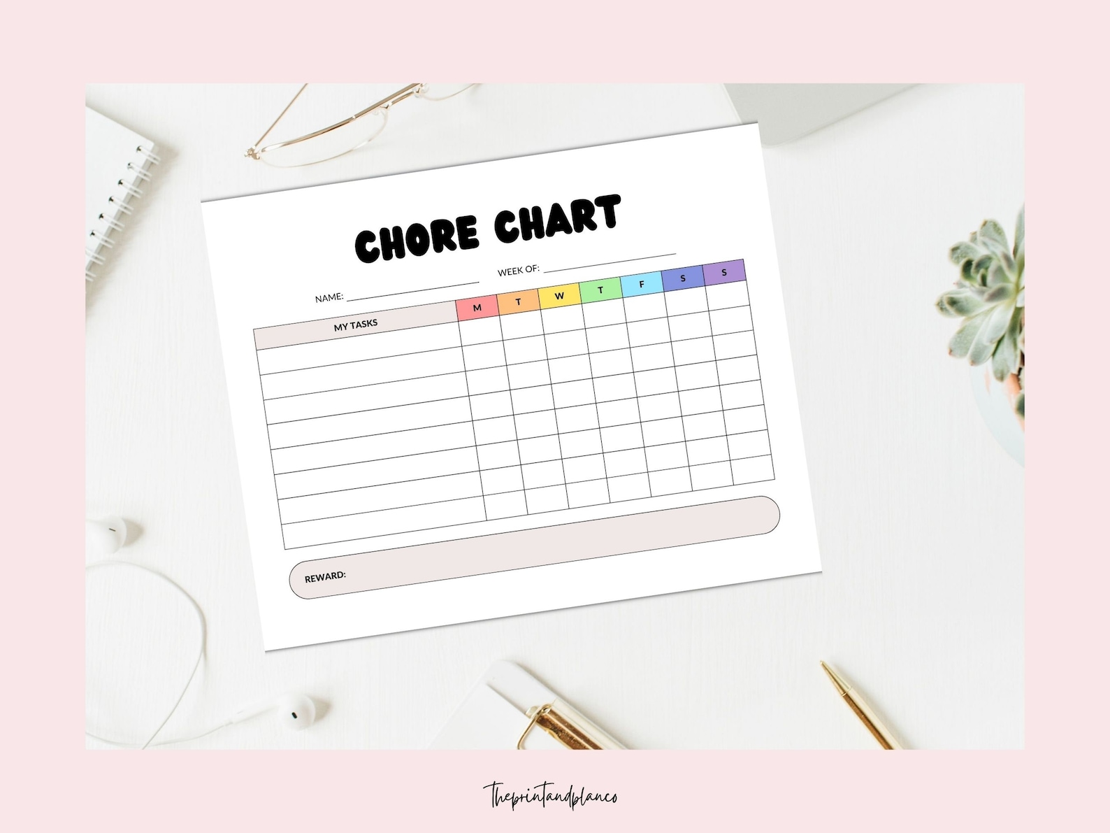 Chore Chart Printable, Reward Chart, Kids Chore Chart, Responsibility ...