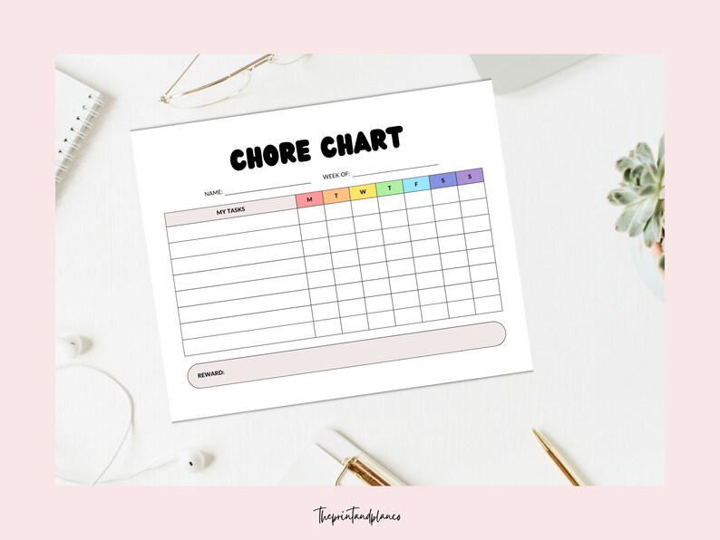 Chore Chart Printable, Reward Chart, Kids Chore Chart, Responsibility ...