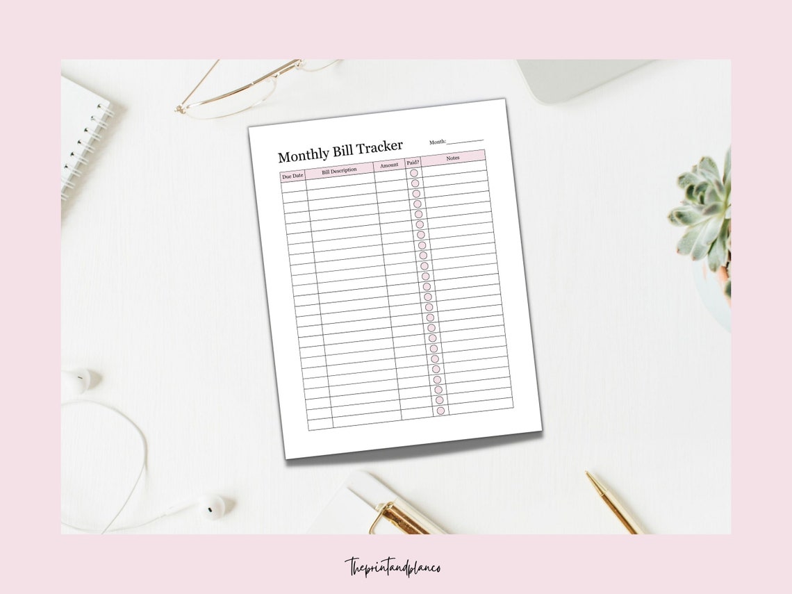 Bill Tracker Printable, Bill Organizer, Bill Template, Monthly Budget ...