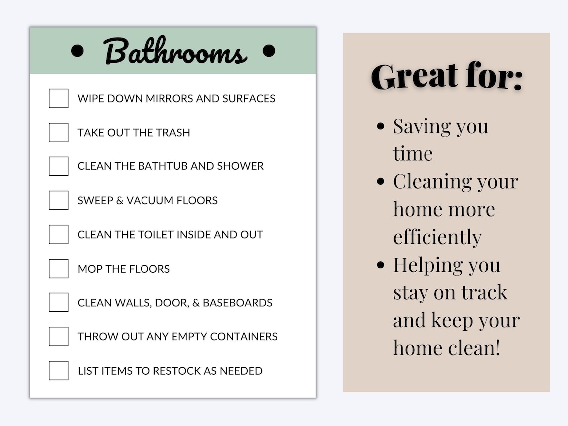 Printable Cleaning Cards, Room by Room Cleaning Cards, Family Chore ...