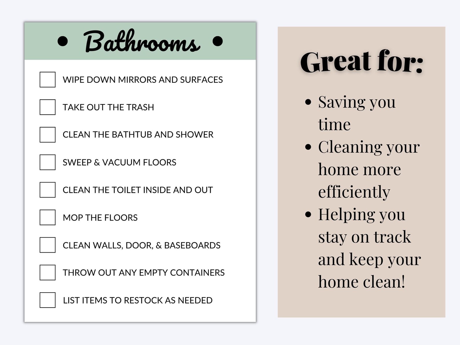 Printable Cleaning Cards, Room by Room Cleaning Cards, Family Chore ...