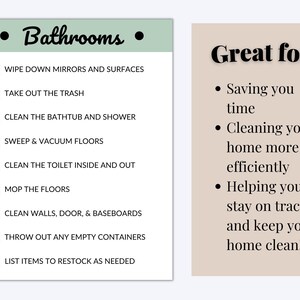 Printable Cleaning Cards, Room by Room Cleaning Cards, Family Chore ...