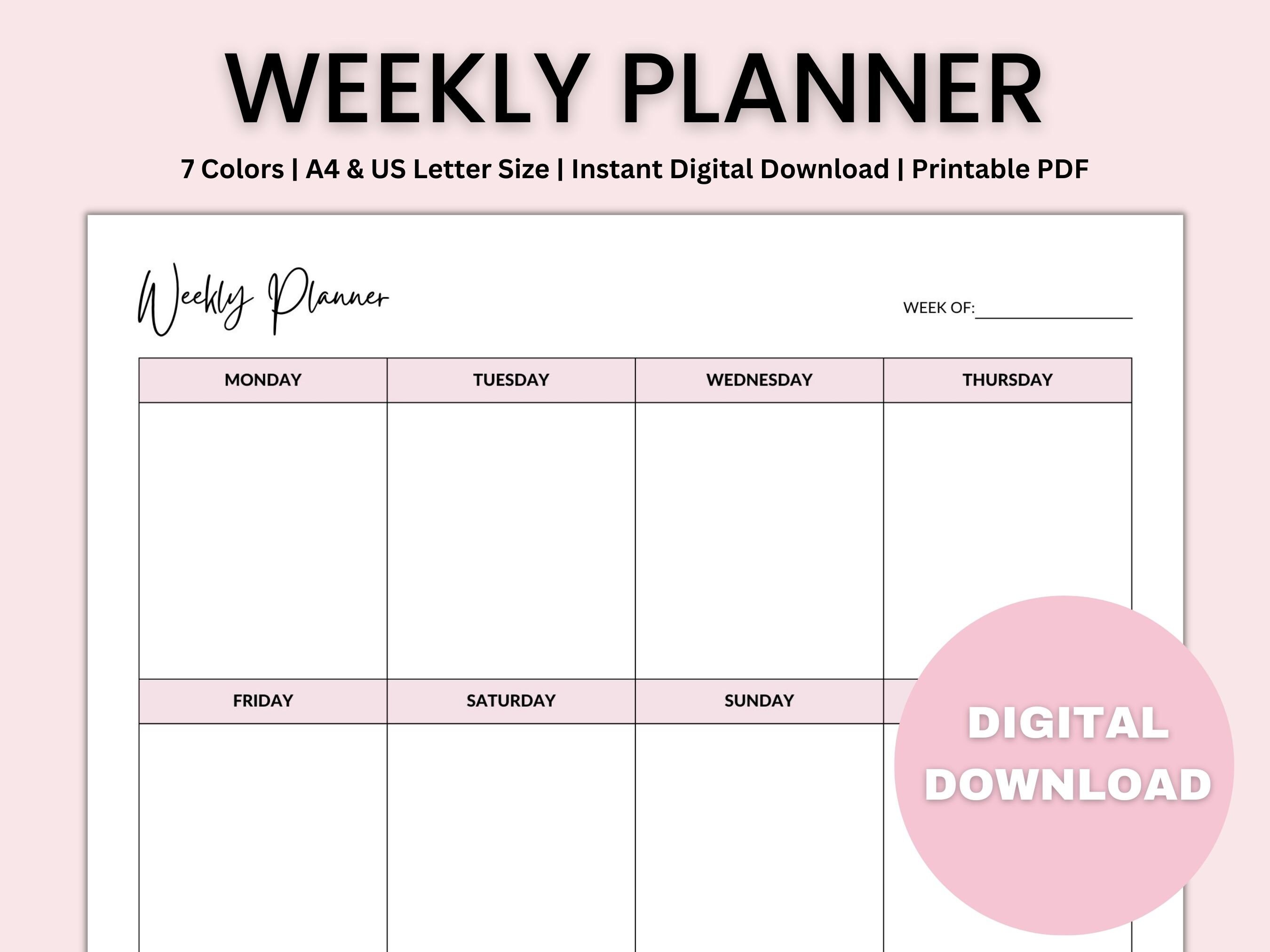 Printable Weekly Planner, Weekly Schedule, Daily Planner, ADHD Planner ...