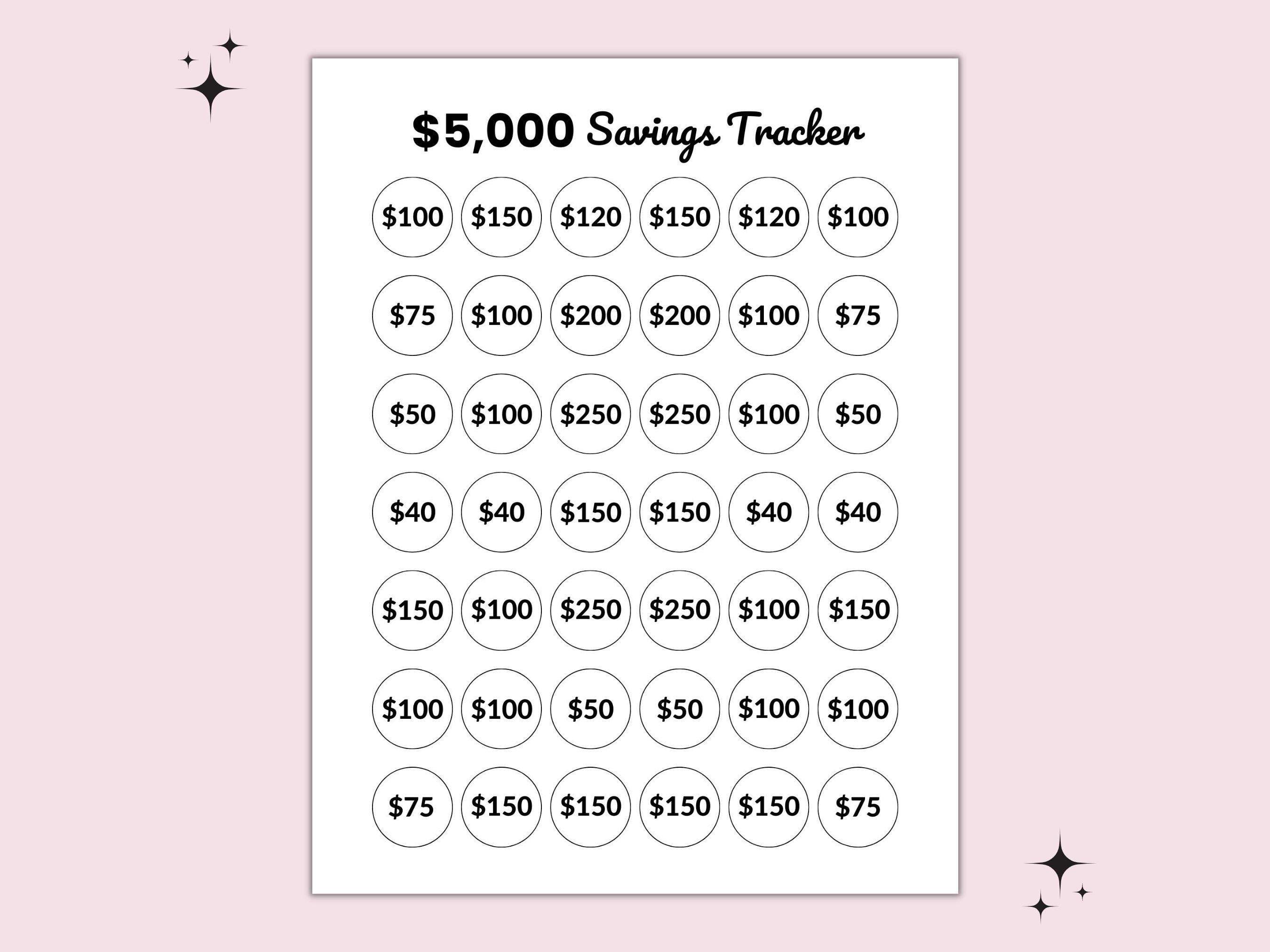 5000 Savings Challenge, 5k Savings Tracker, 5,000 Savings Tracker, Saving Money, 5k Savings ...