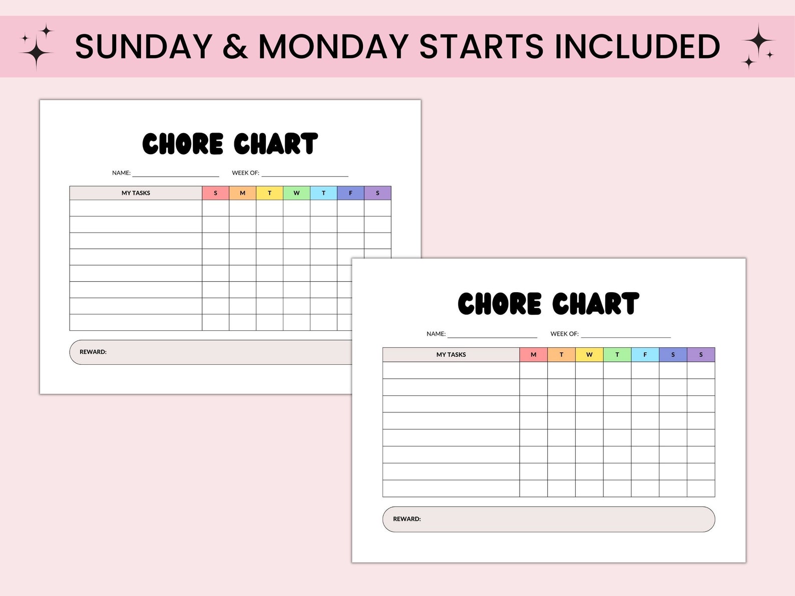 Chore Chart Printable, Reward Chart, Kids Chore Chart, Responsibility ...