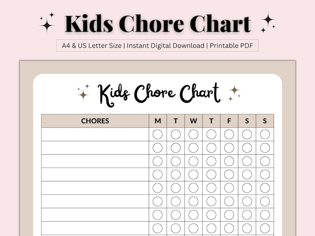 Chore Chart Printable, Reward Chart, Chore Chart, Responsibility ...