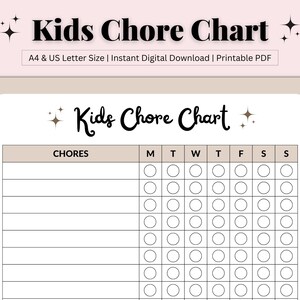Chore Chart Printable, Reward Chart, Chore Chart, Responsibility ...