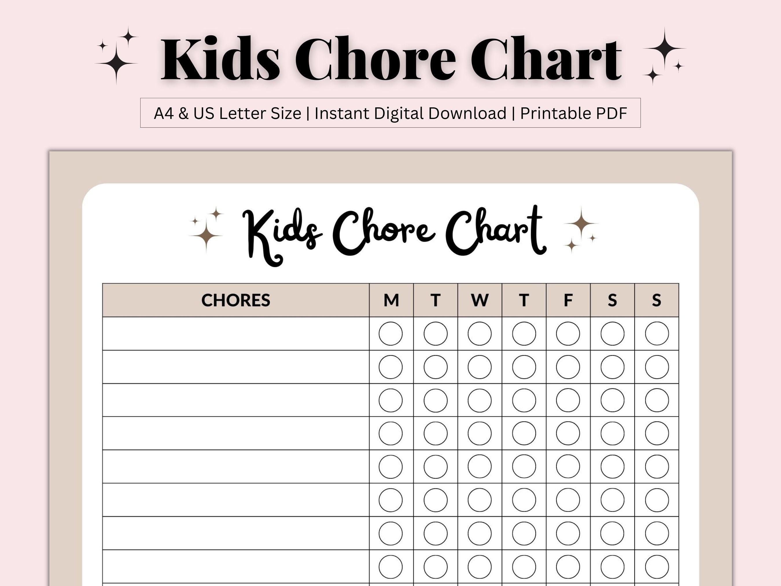 Chore Chart Printable, Reward Chart, Chore Chart, Responsibility ...